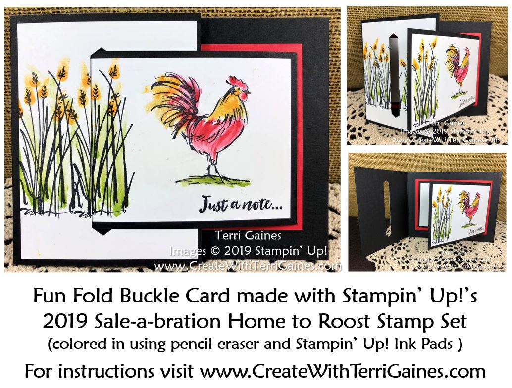 Fun Fold Buckle Card using Home to Roost Stamp Set - Create With Terri ...
