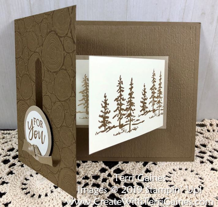 Fun Fold Buckle Card made with Tree Ring Background & Let It Ride Stamp ...