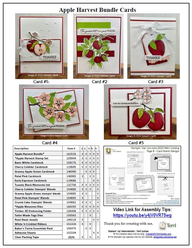 Apple Harvest Bundle Cards (Video & PDF Download) - Create With Terri ...