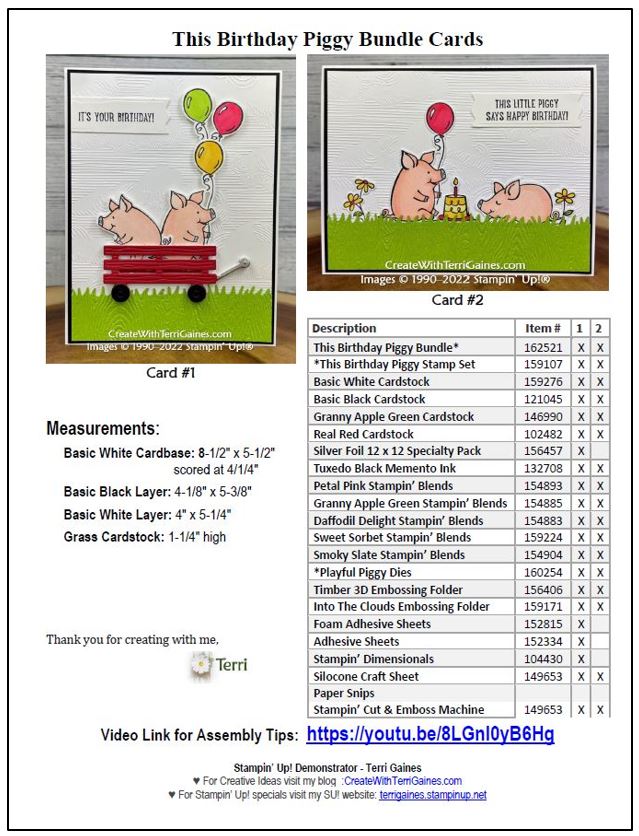 This Birthday Piggy Bundle Cards (Video & PDF Download) - Create With ...