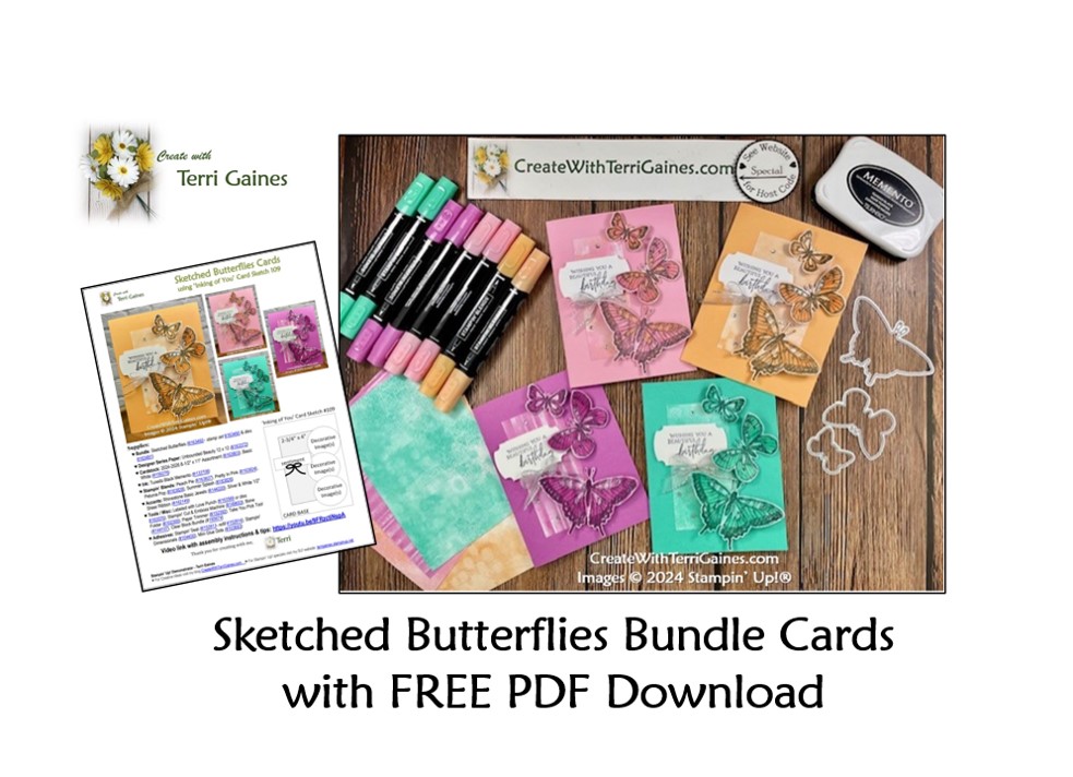 Sketched Butterflies Bundle Cards with FREE PDF & Video Tutorial ...