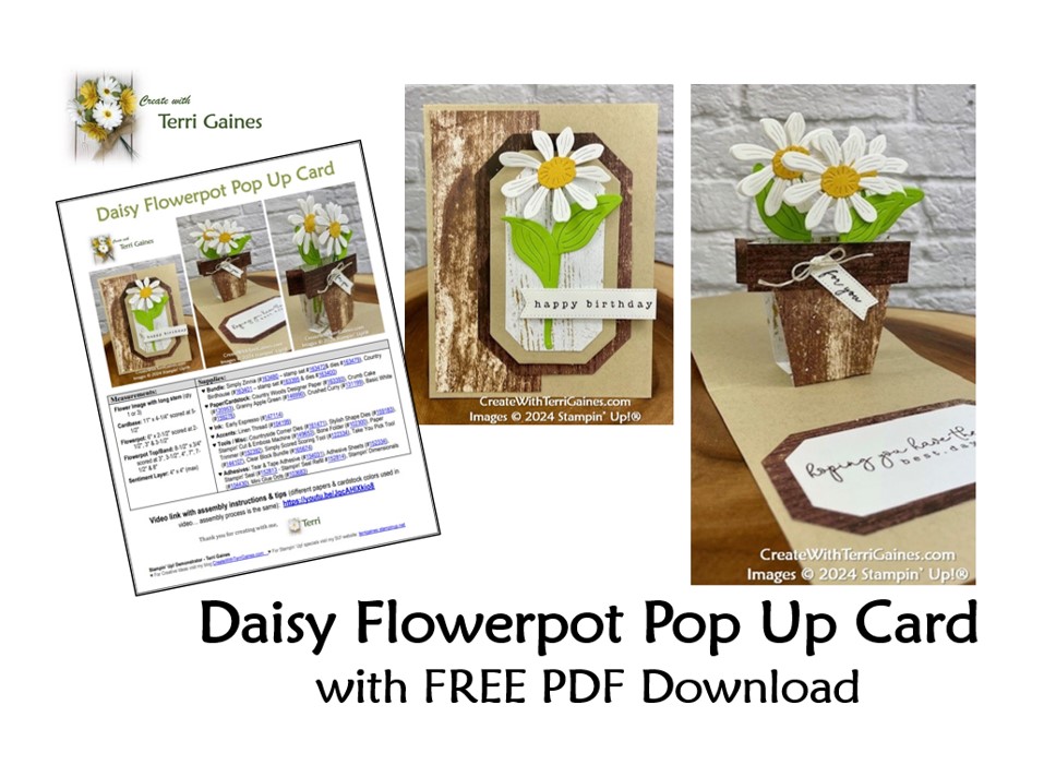 Daisy Flowerpot Pop Up Card with FREE PDF Download - Create With Terri ...