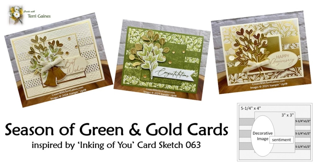Season of Green & Gold Cards inspired by Card Sketch 063 with FREE PDF ...