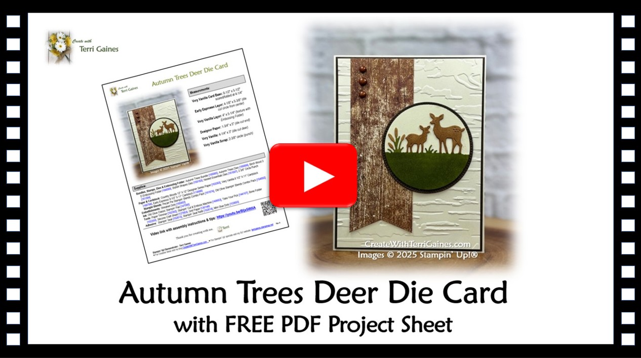 Autumn Trees Deer Die Card Tutorial with FREE PDF Project Sheet with ...